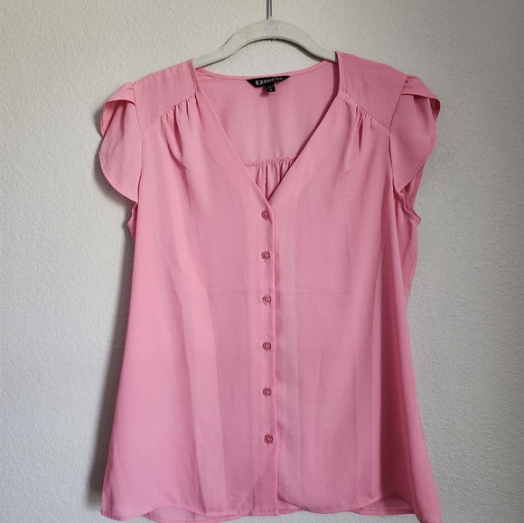Express | Tops | Express Pink Button Up Blouse | Poshmark